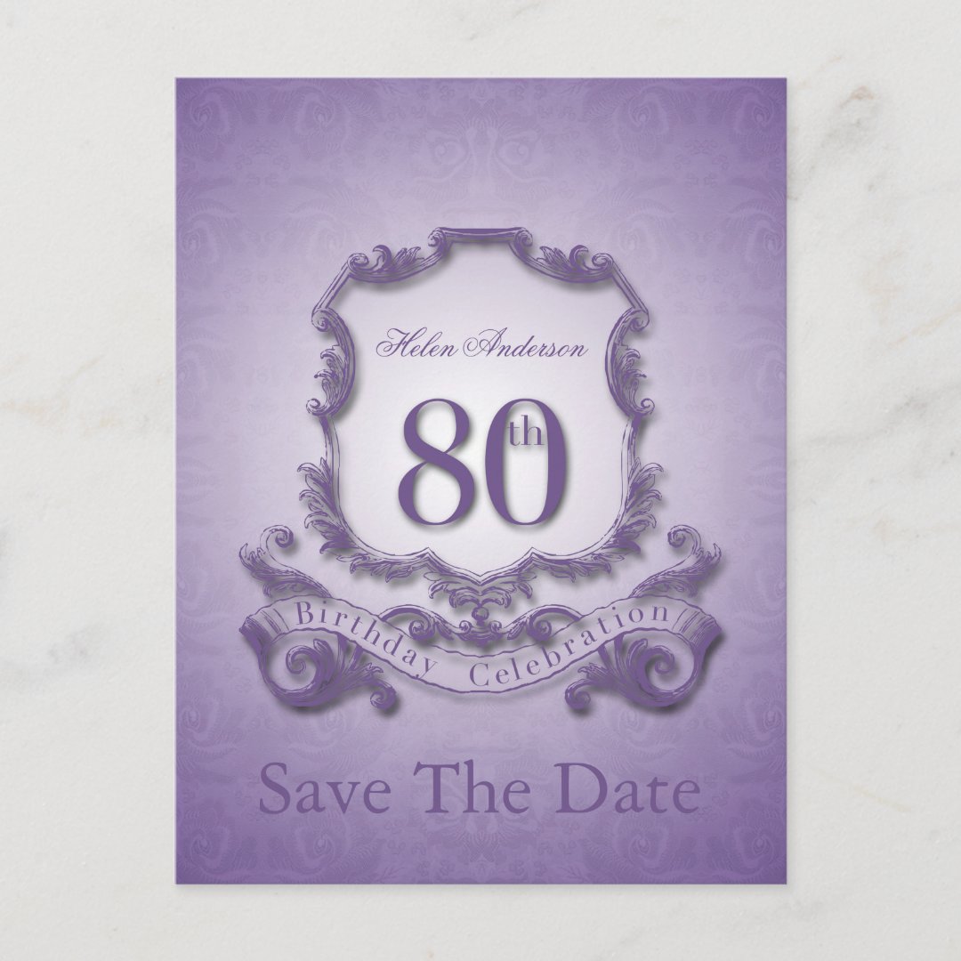 Save the Date 80th Birthday Personalized Postcard | Zazzle