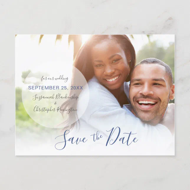 Save The Date Announcement Custom Photo QR Code Postcard | Zazzle