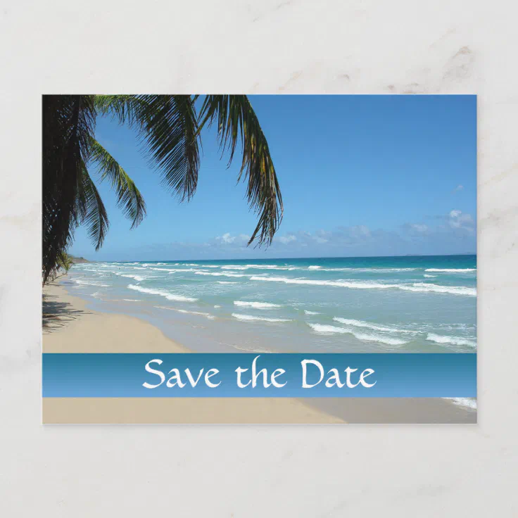 Save the Date Beach Scene Postcard | Zazzle