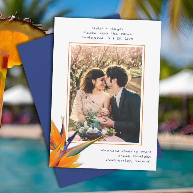 Save the Date Bird of Paradise Photo Wedding Event | Zazzle