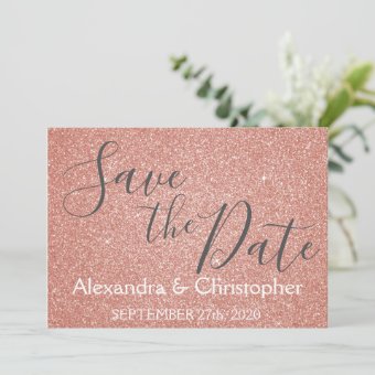 Save the Date Birthday Rose Gold Pink Glitter | Zazzle