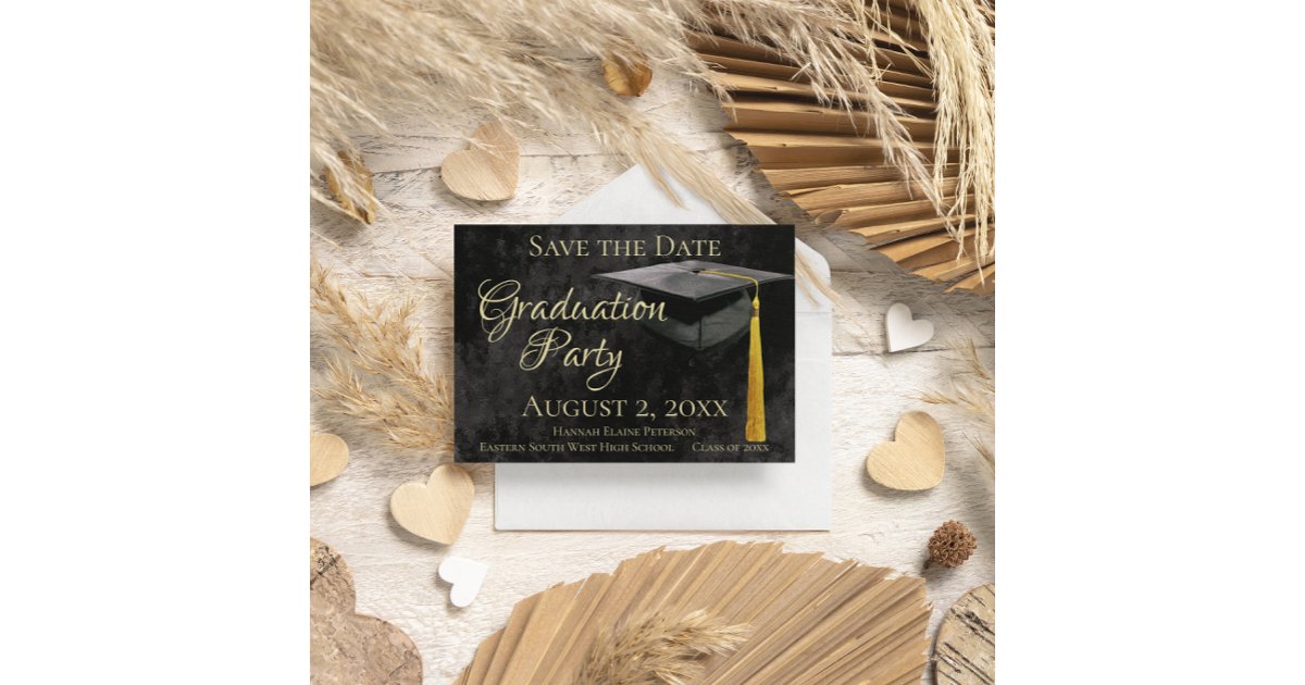 Save the Date Black Graduation Party Invitation | Zazzle