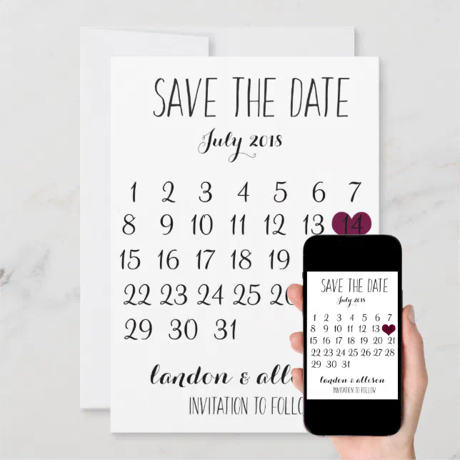 Save The Date Calendar | Zazzle