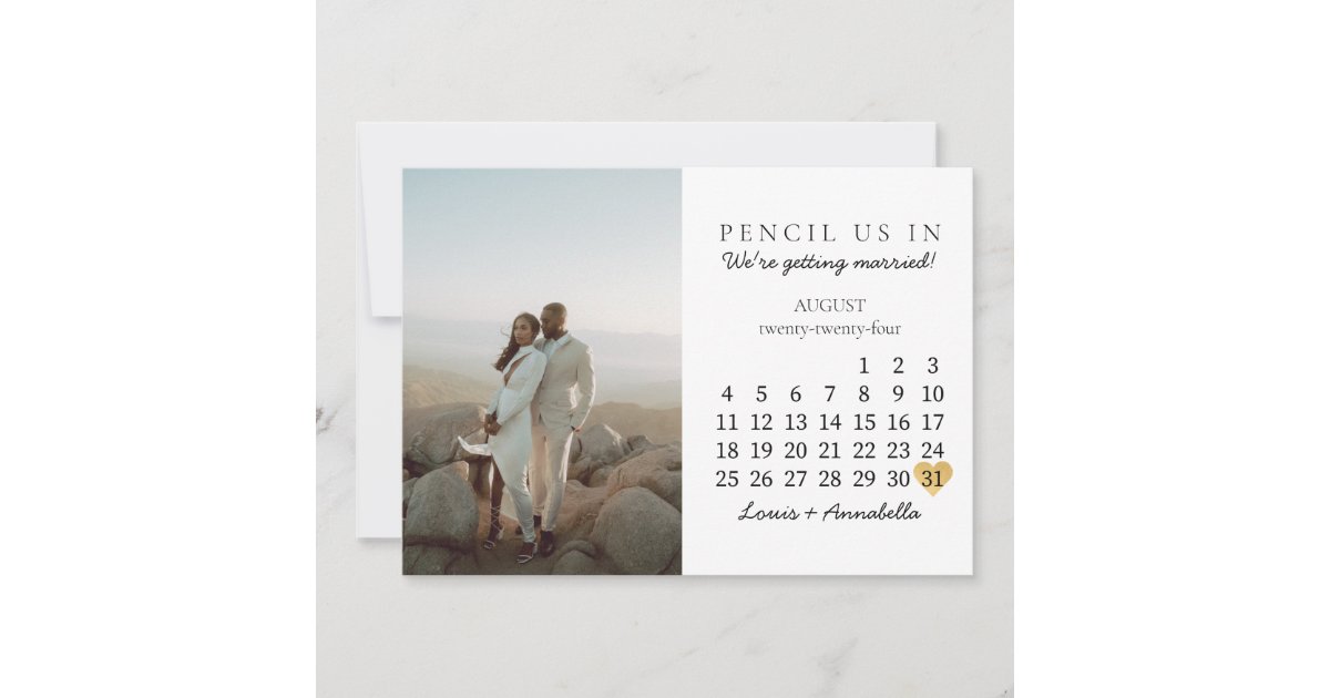Save the Date Calendar August 2024 Month Chic Invitation | Zazzle