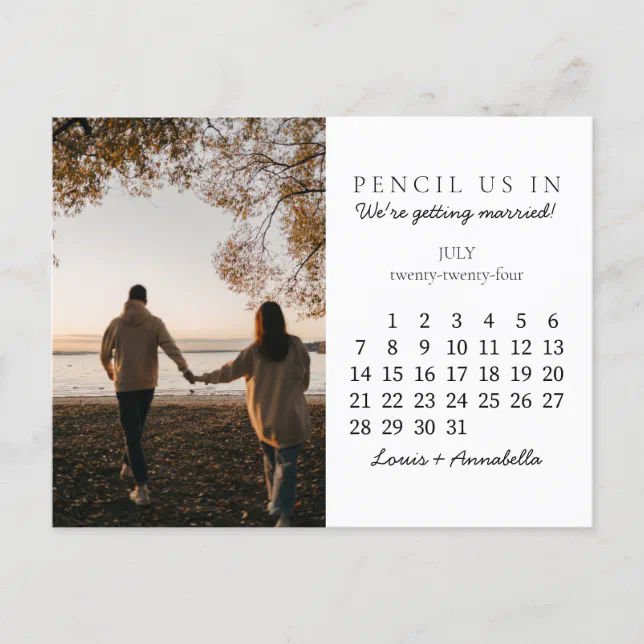 Save the Date Calendar July 2024 Calendar Postcard | Zazzle