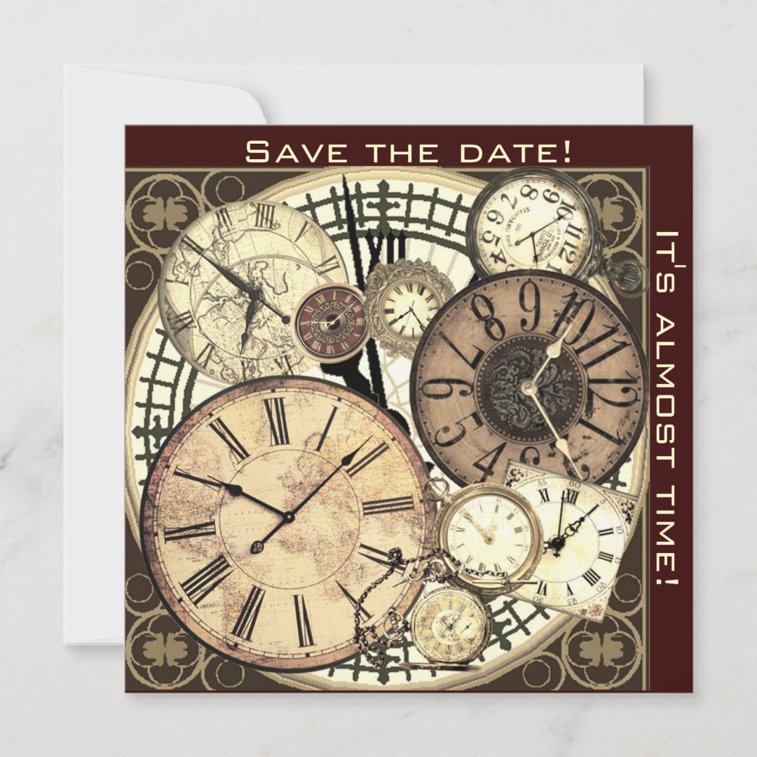 save the date - clocks - invitation template | Zazzle