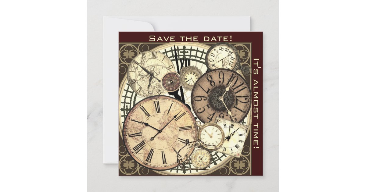 save the date - clocks - invitation template | Zazzle