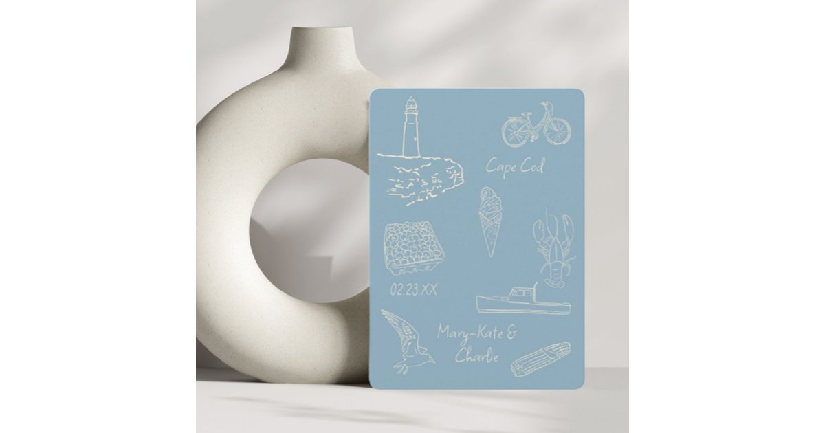 Save The Date dusty blue New England summer Invitation | Zazzle