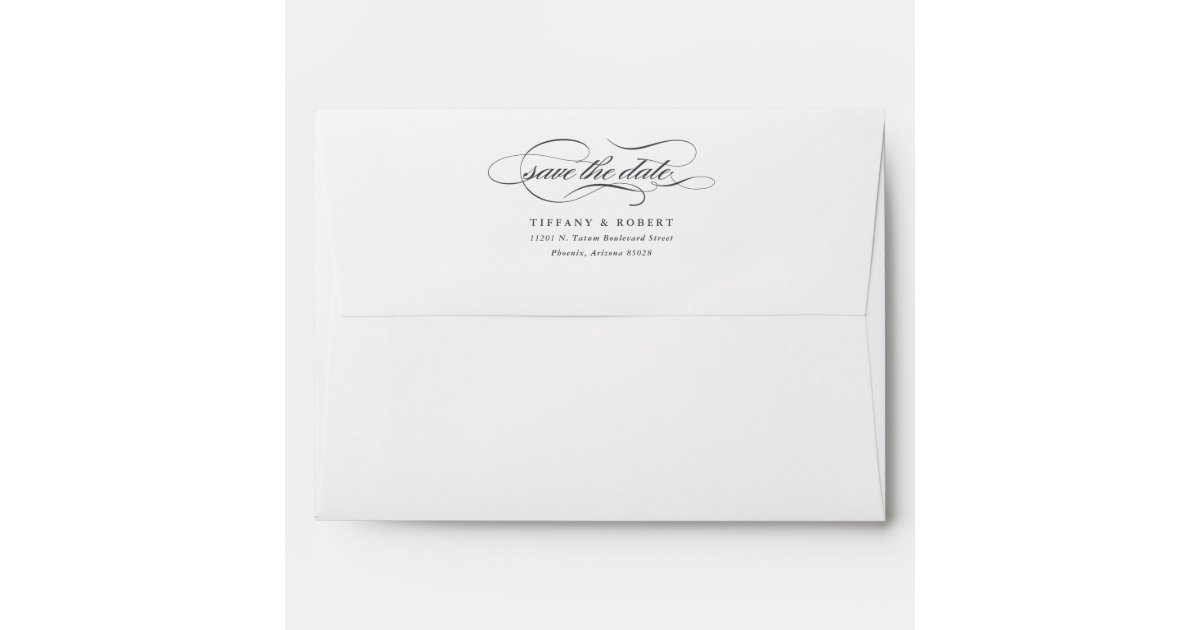 Save The Date Elegant Calligraphy Return Address Envelope | Zazzle