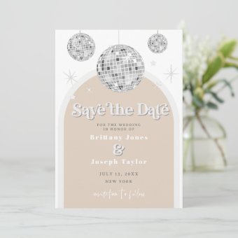 Save the Date Elegant Retro Disco Groove photo Invitation | Zazzle