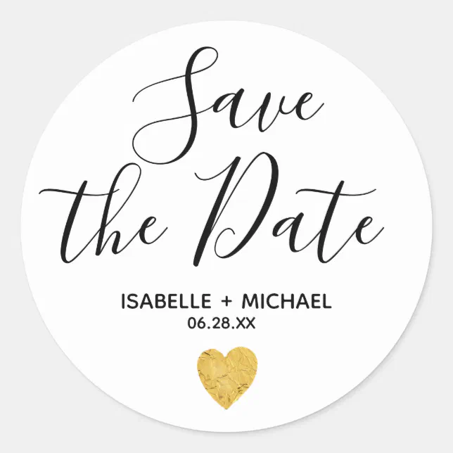 Save the Date Envelope Seals with Gold Heart | Zazzle