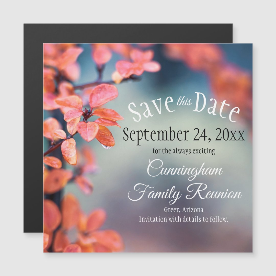 Save The Date Family Reunion Autumn Leaves Magnet | Zazzle
