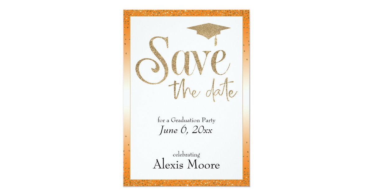 Save the Date for a Graduation Party Gold & Orange Invitation | Zazzle.com