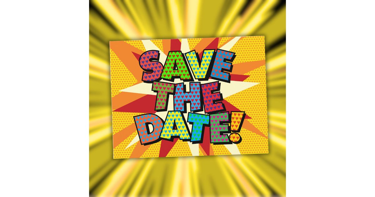 SAVE THE DATE Fun Modern Comic Book Announcement Postcard | Zazzle