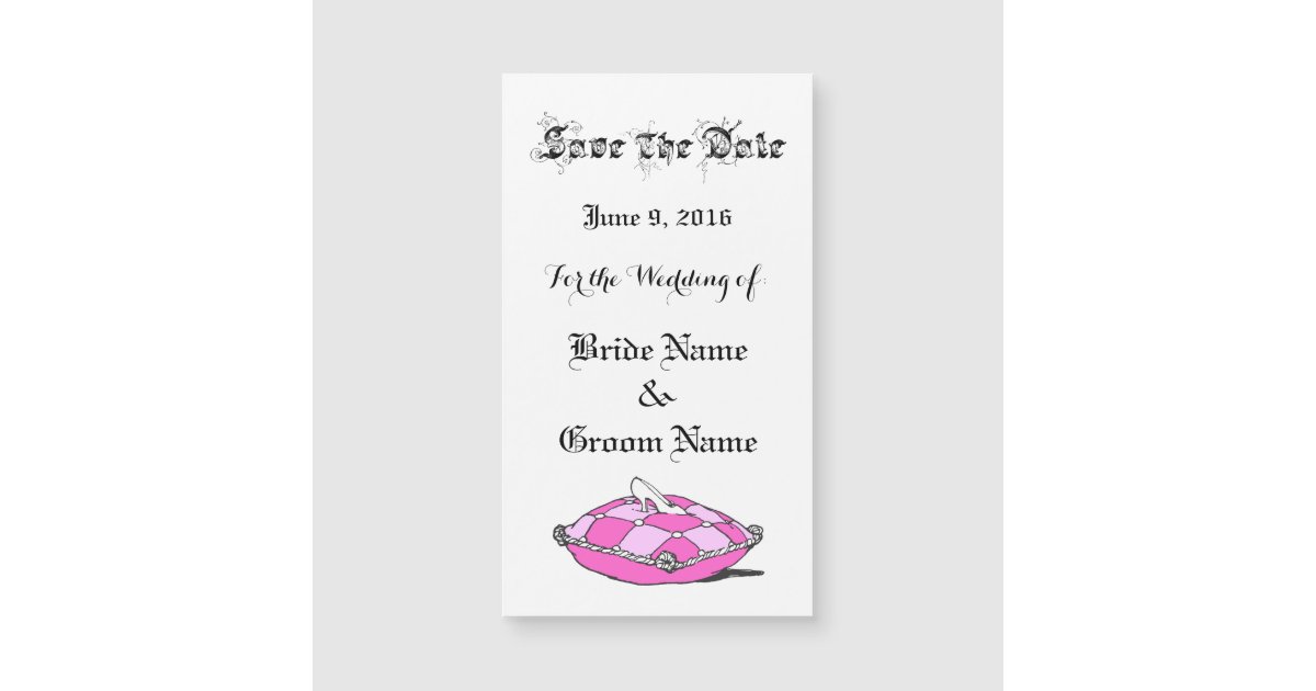 Save the Date Glass Slipper Custom Magnetic Card | Zazzle