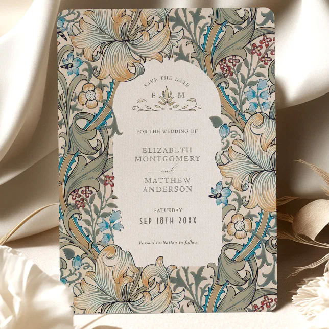 Save the Date Golden Lily Rich Caramel Morris Invitation | Zazzle