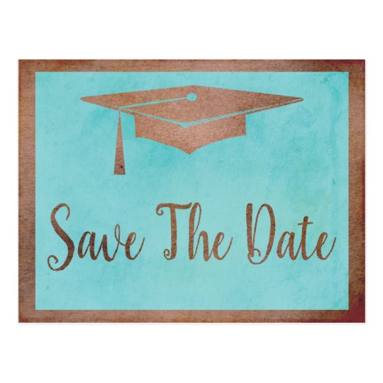 Save The Date Graduation Chic Rose Gold Faux Postcard Zazzle