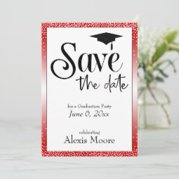 Save the Date Graduation Party, Cherry Red Invitation | Zazzle
