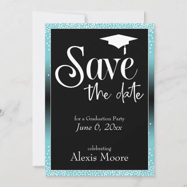 Save the Date Graduation Party Turquoise Ombre Invitation | Zazzle