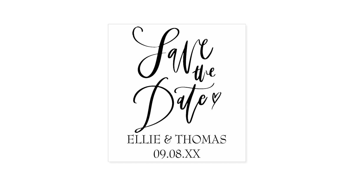 Save the Date Hand Script Heart Self-inking Stamp | Zazzle