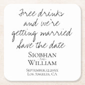 Save The Date Handwritten Personalized Square Paper Coaster | Zazzle