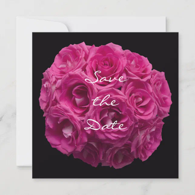 Save the Date Invitation -- Gorgeous Pink Roses | Zazzle