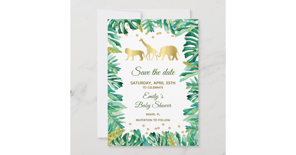 Save The Date Jungle Animals Botanical Safari | Zazzle