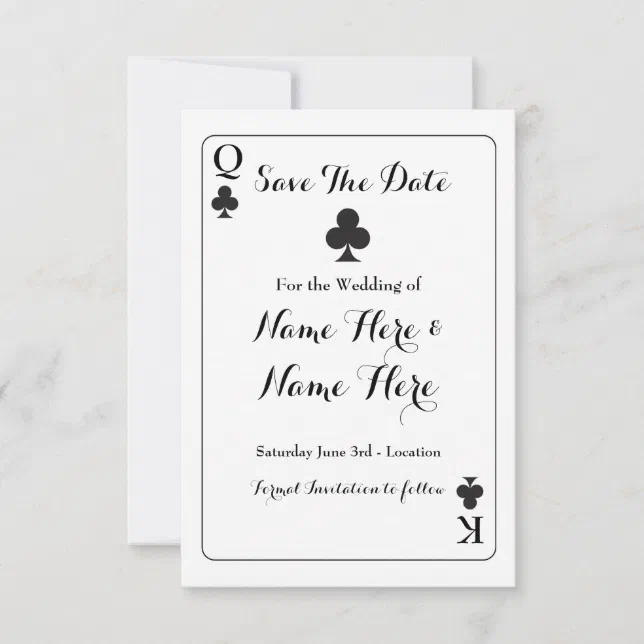 Save The Date King Clubs Ace Spades Wedding Invite | Zazzle