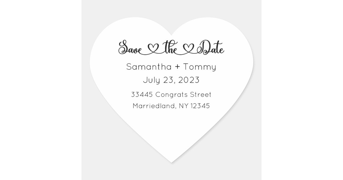 Save the Date Labels, Stickers, Wedding Invitation Heart Sticker | Zazzle