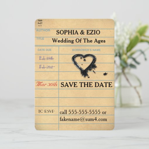 Save the Date Library Card | Zazzle