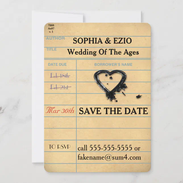 Save the Date Library Card | Zazzle