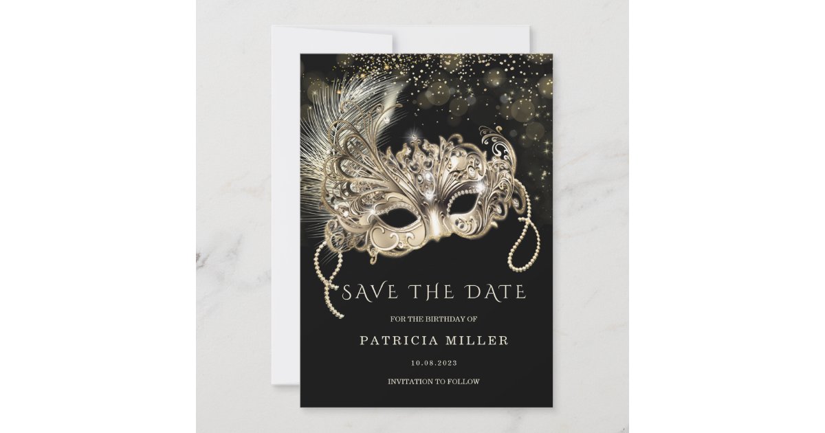 Save the Date Masquerade Party Invitation | Zazzle