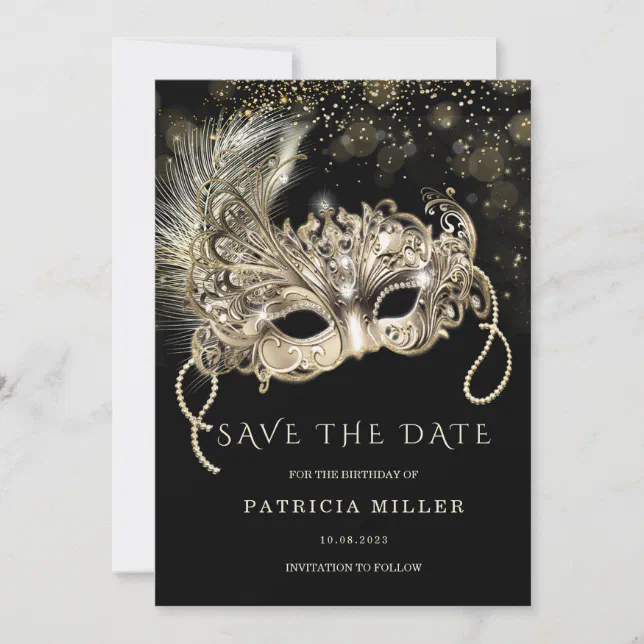 Save the Date Masquerade Party Invitation | Zazzle