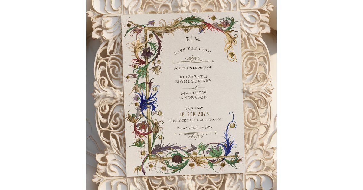 Save The Date Medieval Royal Elegance Wedding Invitation | Zazzle