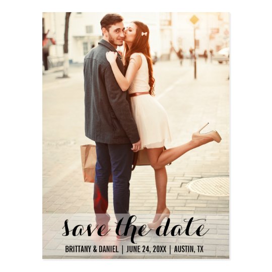 Save The Date Modern Engagement Postcard LB | Zazzle.com