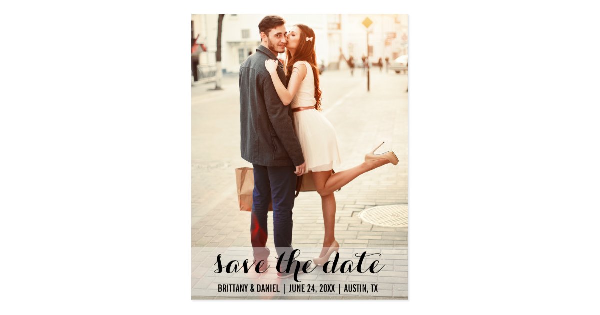 Save The Date Modern Engagement Postcard LB | Zazzle.com