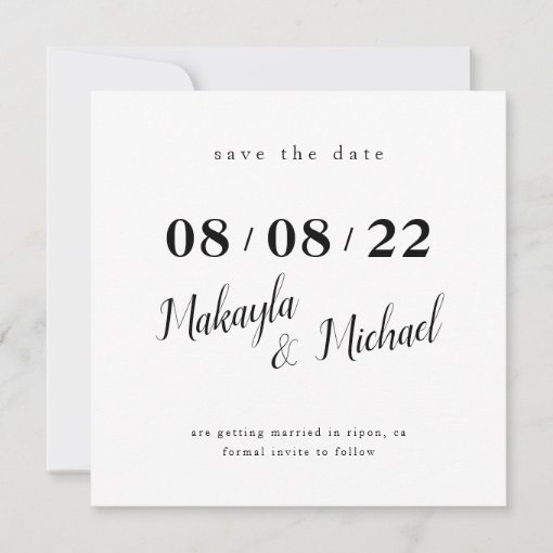 SAVE THE DATE modern minimal date simple stylish Invitation | Zazzle