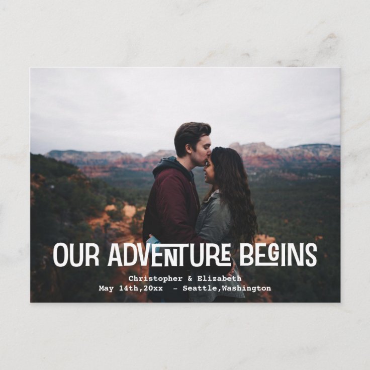 Save The Date Our Adventure Wedding Engagement Postcard | Zazzle