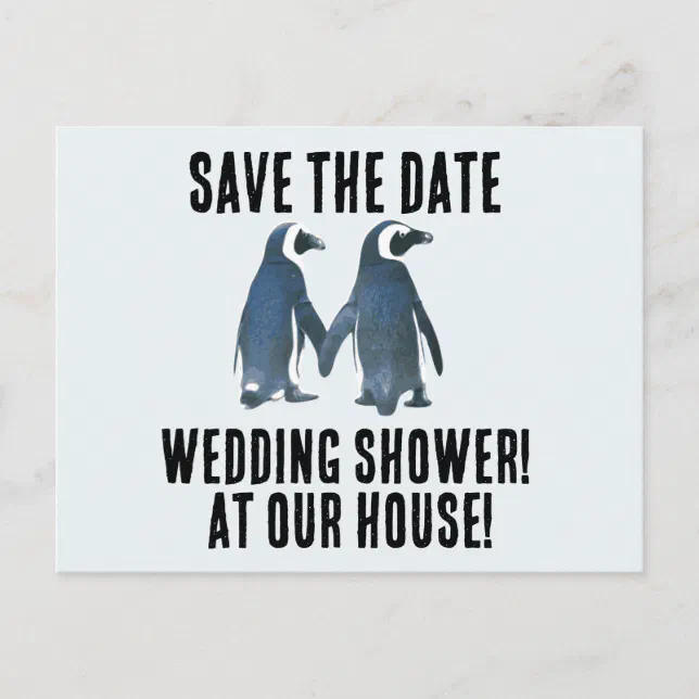 SAVE THE DATE PENGUINS WEDDING SHOWER INVITATIONS | Zazzle