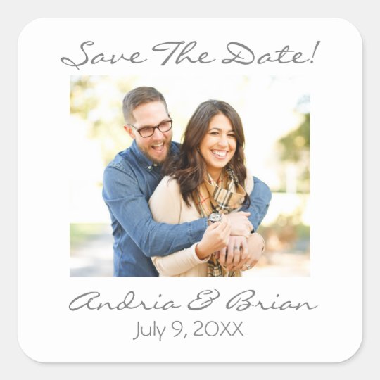Save The Date Personalize Photo Square Sticker | Zazzle.com