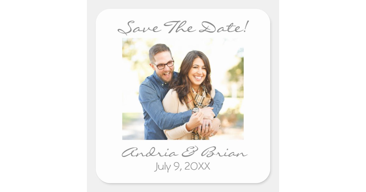 Save The Date Personalize Photo Square Sticker | Zazzle