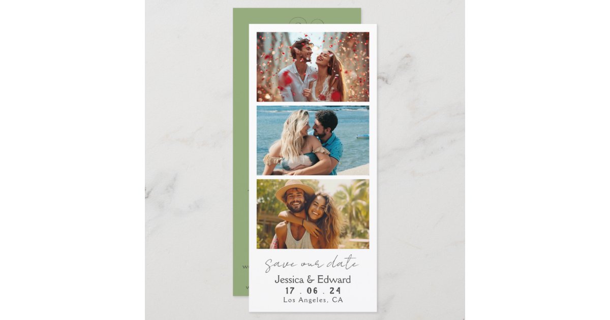 Save The Date Photo Booth Qr Code Light Green Chic | Zazzle
