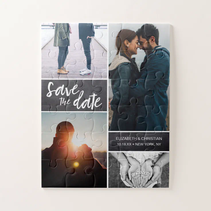 Save the date Photo Engagement Jigsaw Puzzle | Zazzle