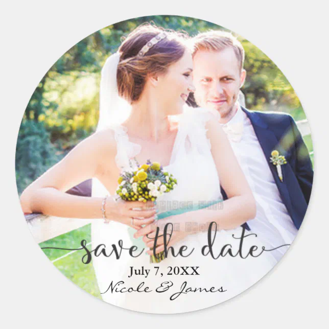 SAVE THE DATE Photo Picture Custom Stickers | Zazzle