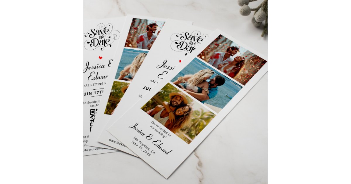 Save The Date PhotoBooth Qr Code Black White Chic | Zazzle