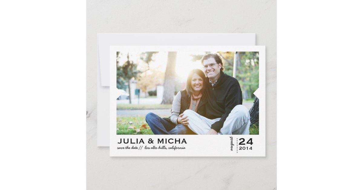 Save the Date Pointed Frame Photo Card | Zazzle
