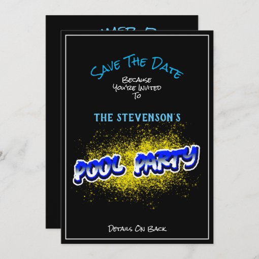 Save The Date Pool Party Invitation Yellow Splash | Zazzle
