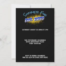 Save The Date Pool Party Invitation Yellow Splash | Zazzle