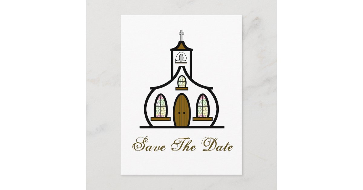 Save the Date Postcard - White Church | Zazzle