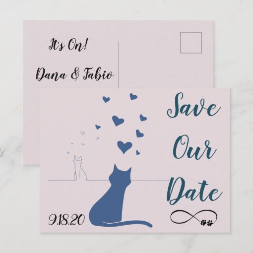 Save the date postcard with cats in love | Zazzle